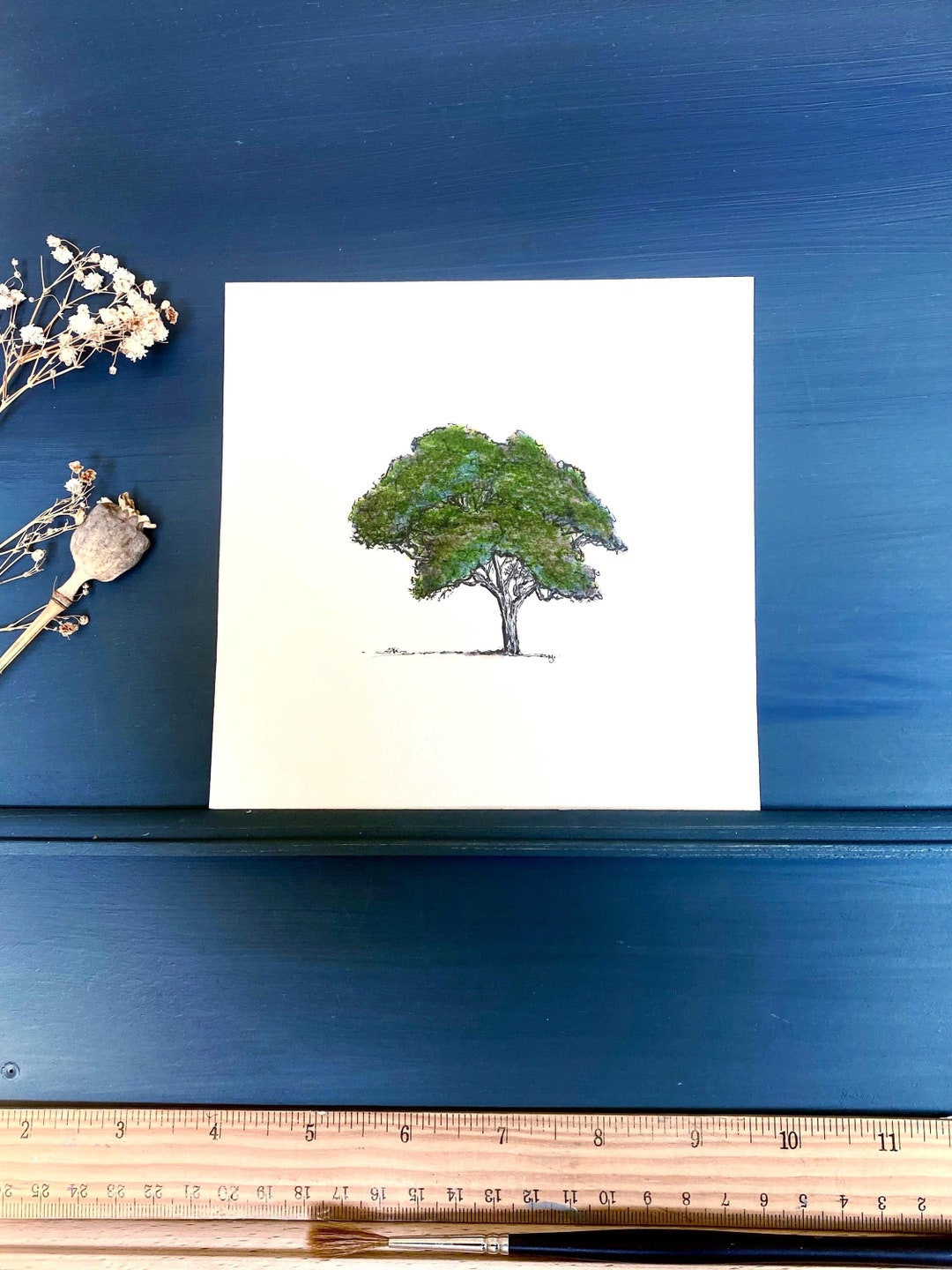 Oak Tree | ORIGINAL Ink and Watercolour Illustration. Tree Artist ...