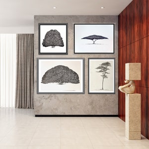 Fine Line Tree Original Large Wall Artwork. Pen and Ink Drawing. Black ...