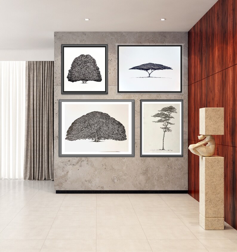 Fine Line Tree Original Large Wall Artwork. Pen and Ink Drawing. Black ...