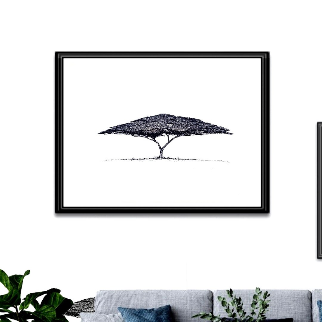 African Acacia Tree | Original Large Wall Artwork Fine Line Ink Drawing ...