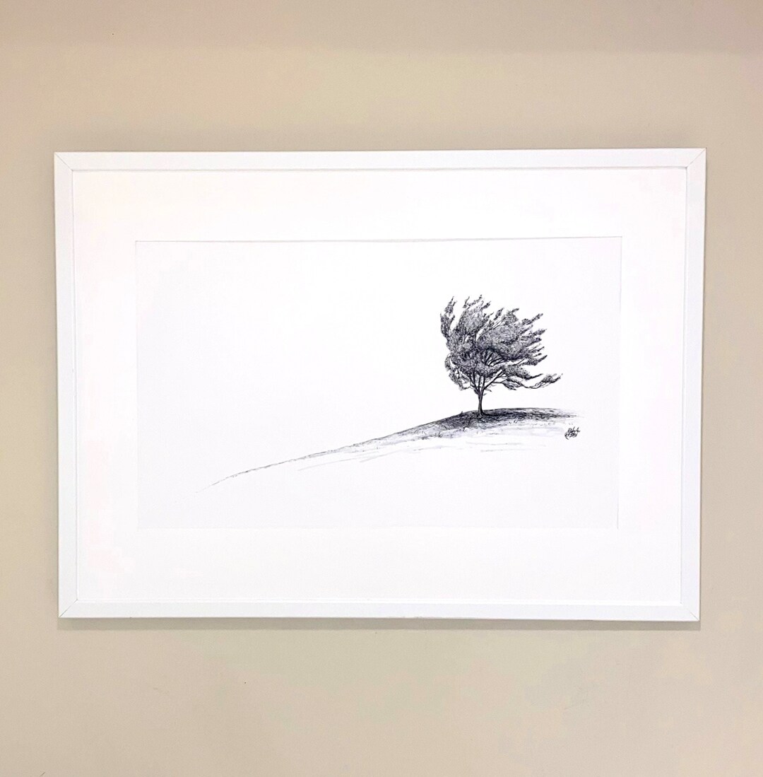 Ink Wash Tree Original Tree Artwork. Ink With Water Wash, Sumi. Blowing ...