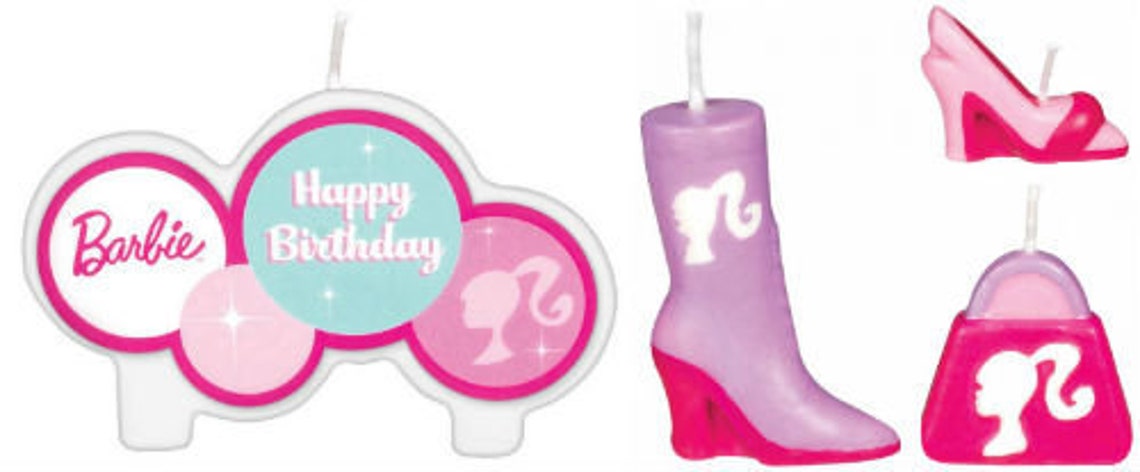 BARBIE Birthday Cake Candle Set 4 Pieces Kids Party - Etsy
