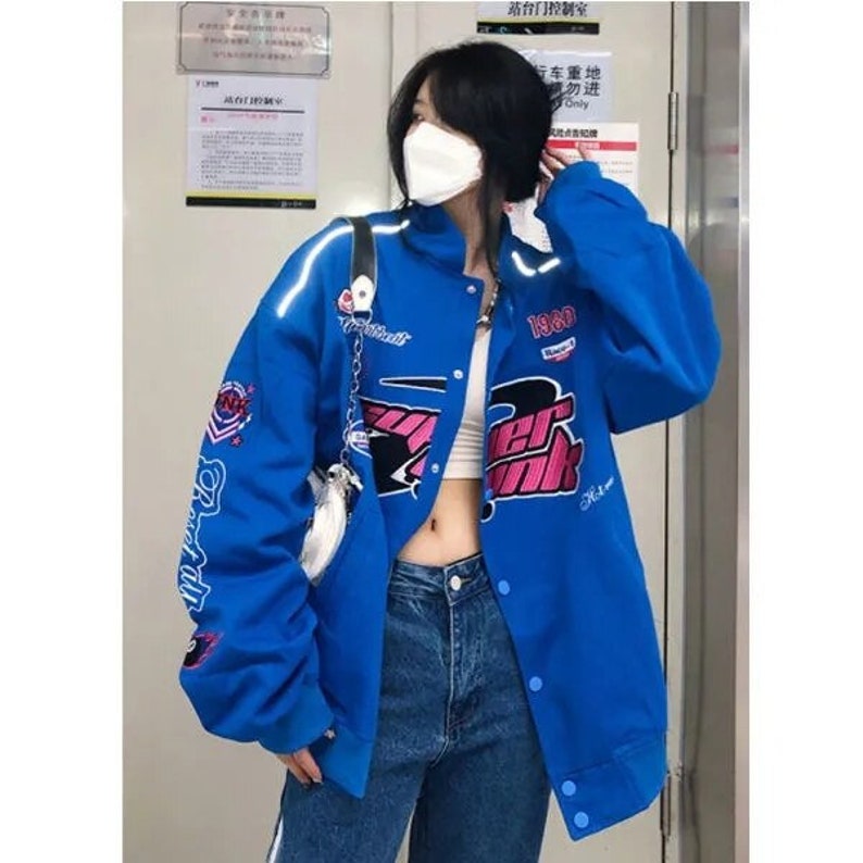 Y2k Colorful Women Bomber Jacket Retro Embroidered Bomber - Etsy