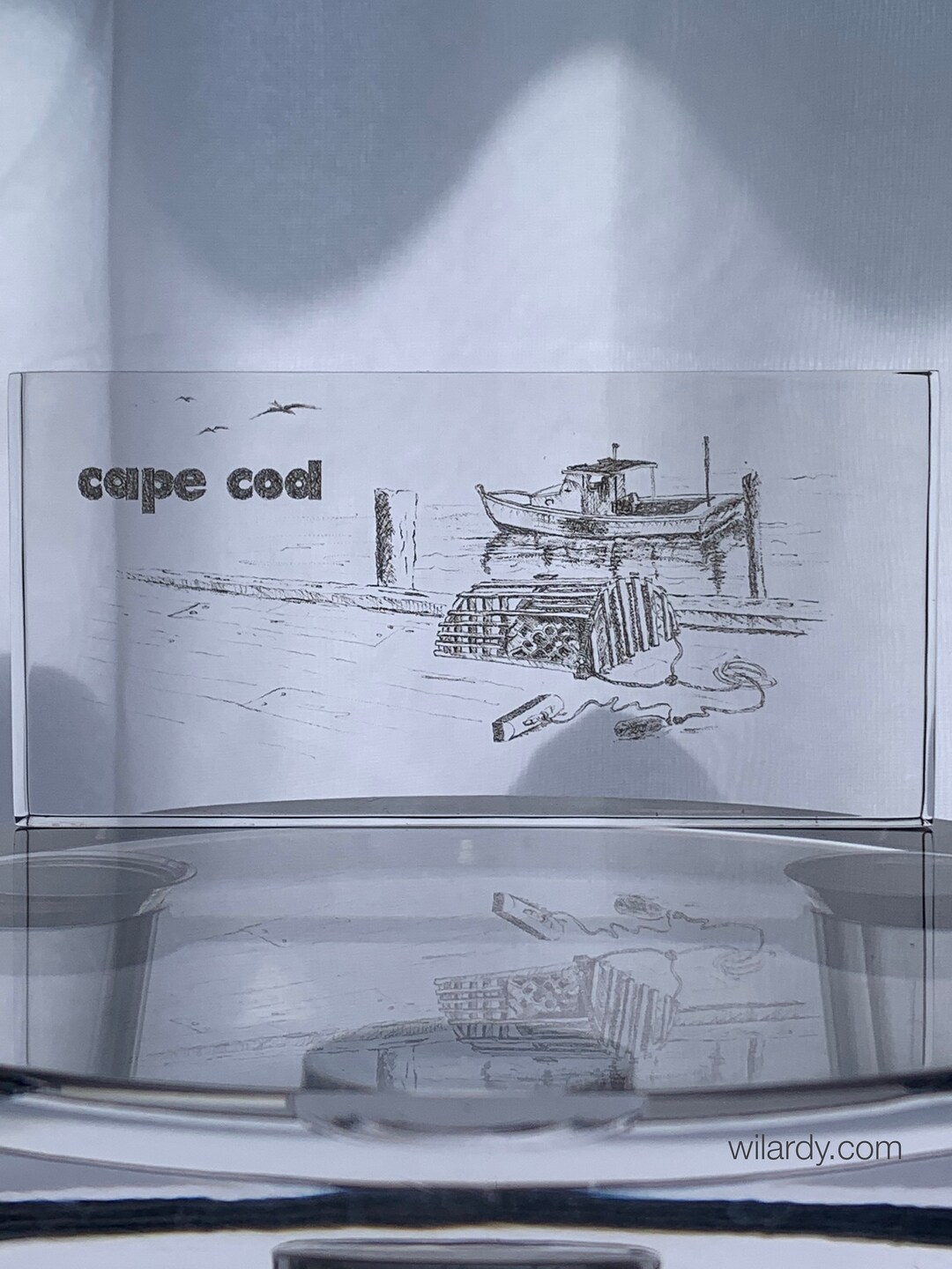 Cape Cod Harbor Scene, Engraved Lucite, 70s Vintage Wilardy Original - Etsy