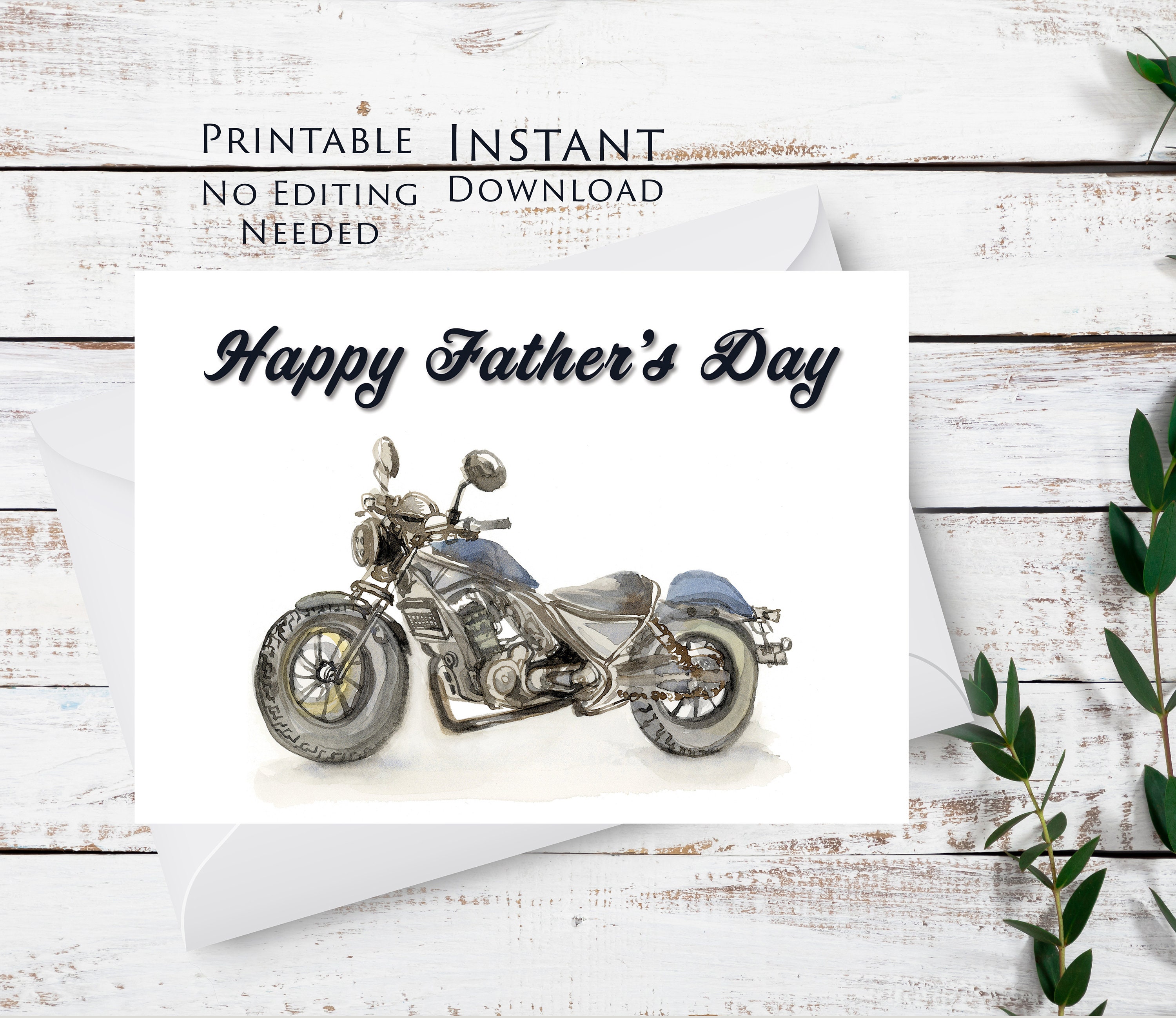 Printable Motorcycle Card, Instant Download, Happy Father’s Day Card ...