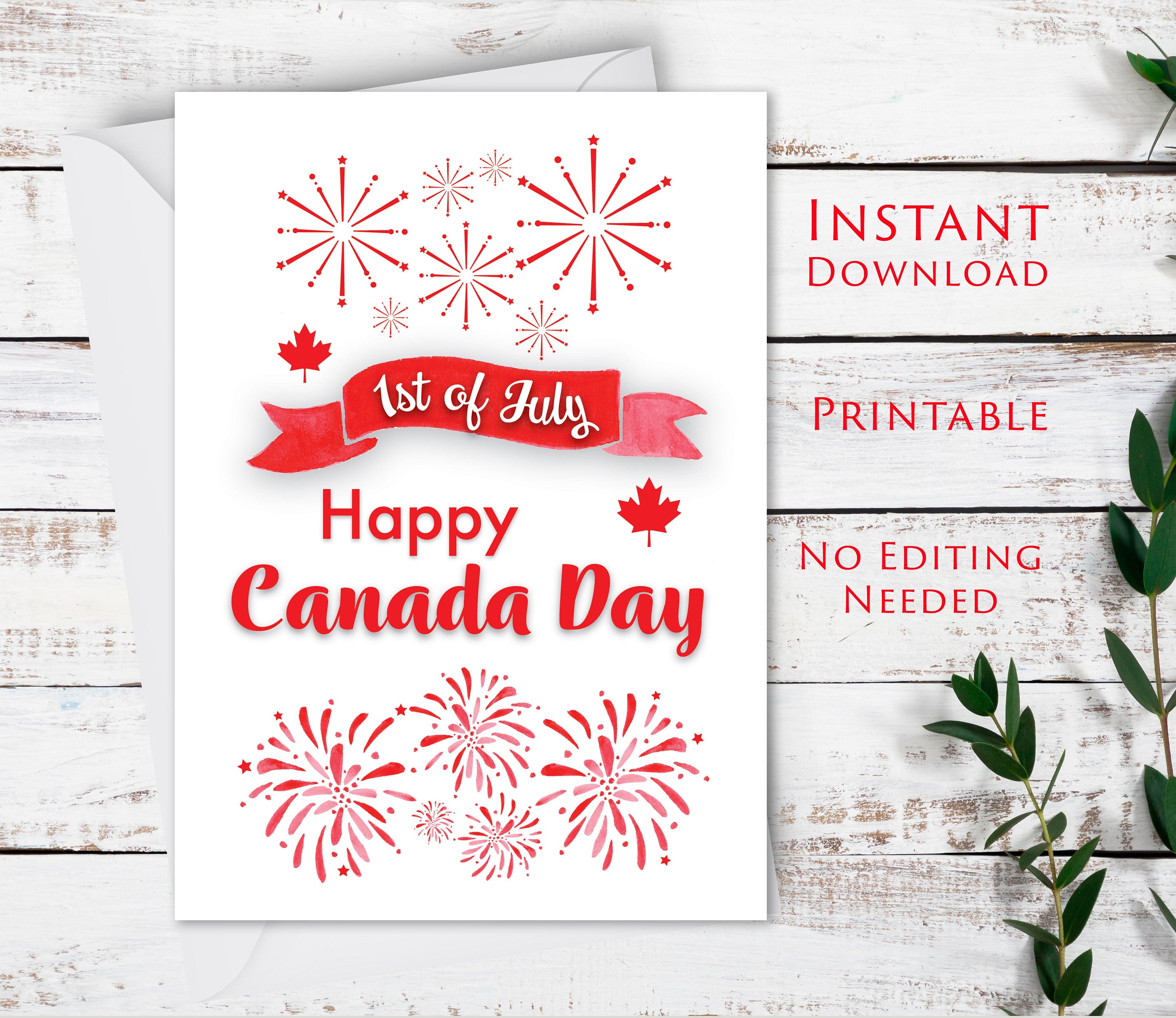 Printable Happy Canada Day Card, Instant Download, 1st of July Card ...
