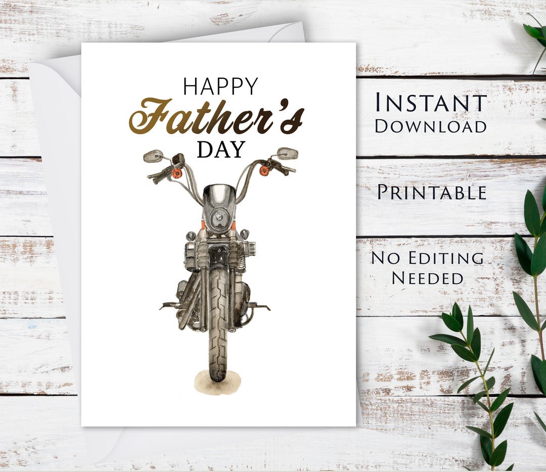Printable Motorcycle Card, Instant Download, Happy Father’s Day Card ...