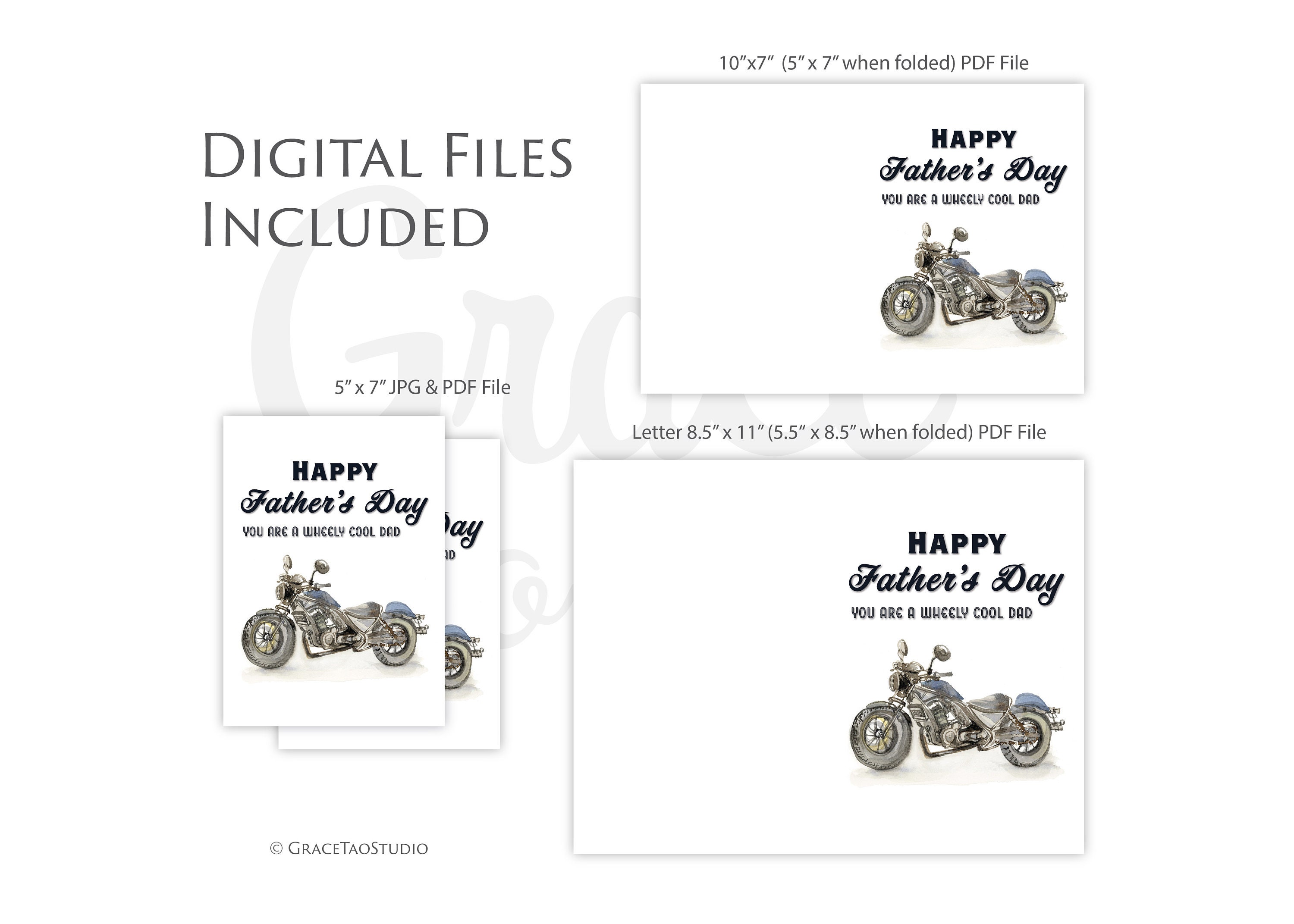 Printable Motorcycle Card, Motorbike Card, Instant Download, Happy ...