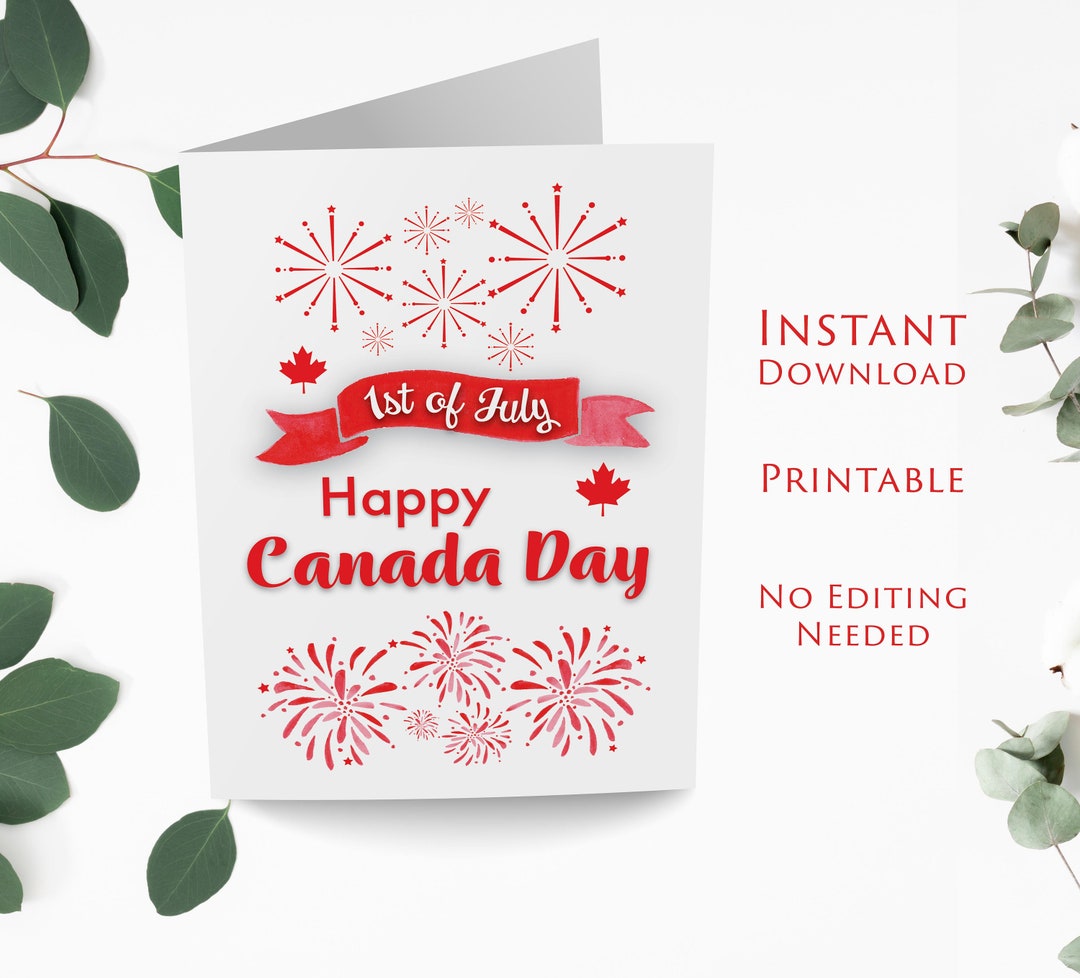 Printable Happy Canada Day Card, Instant Download, 1st of July Card ...
