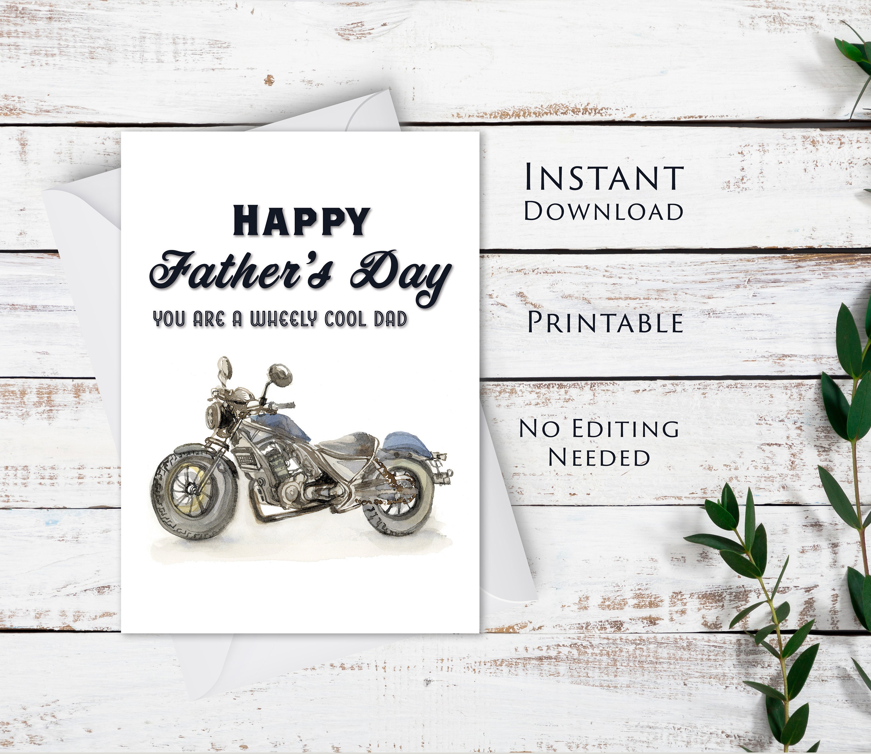 Printable Motorcycle Card, Motorbike Card, Instant Download, Happy ...