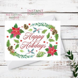 Printable Happy Holidays Card Instant Download Merry | Etsy