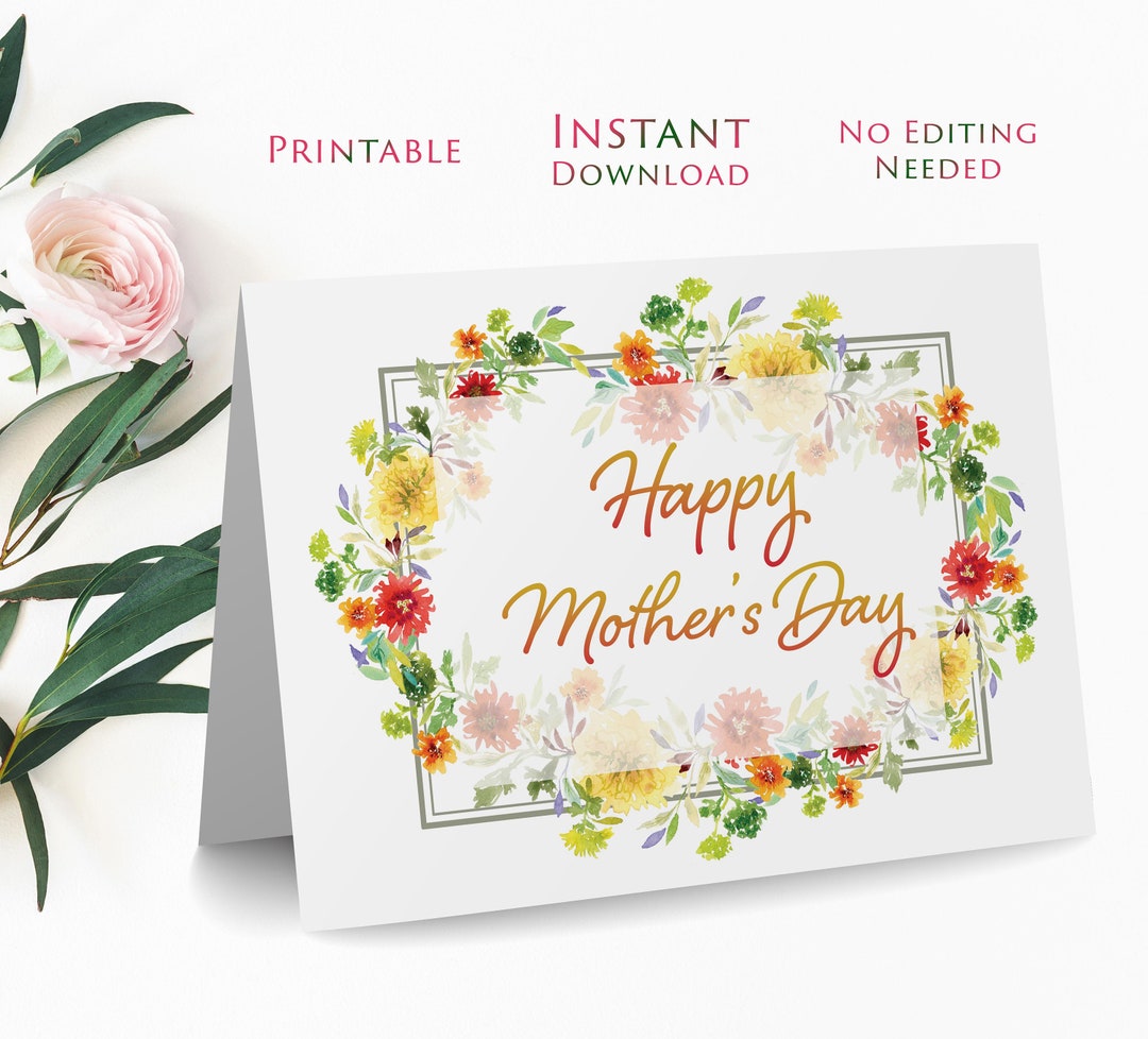 Floral Mother's Day Card: Printable Greeting Card (digital Download) - Etsy