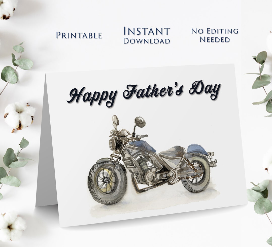 Motorcycle Father's Day Card: Printable Greeting Card (digital Download ...
