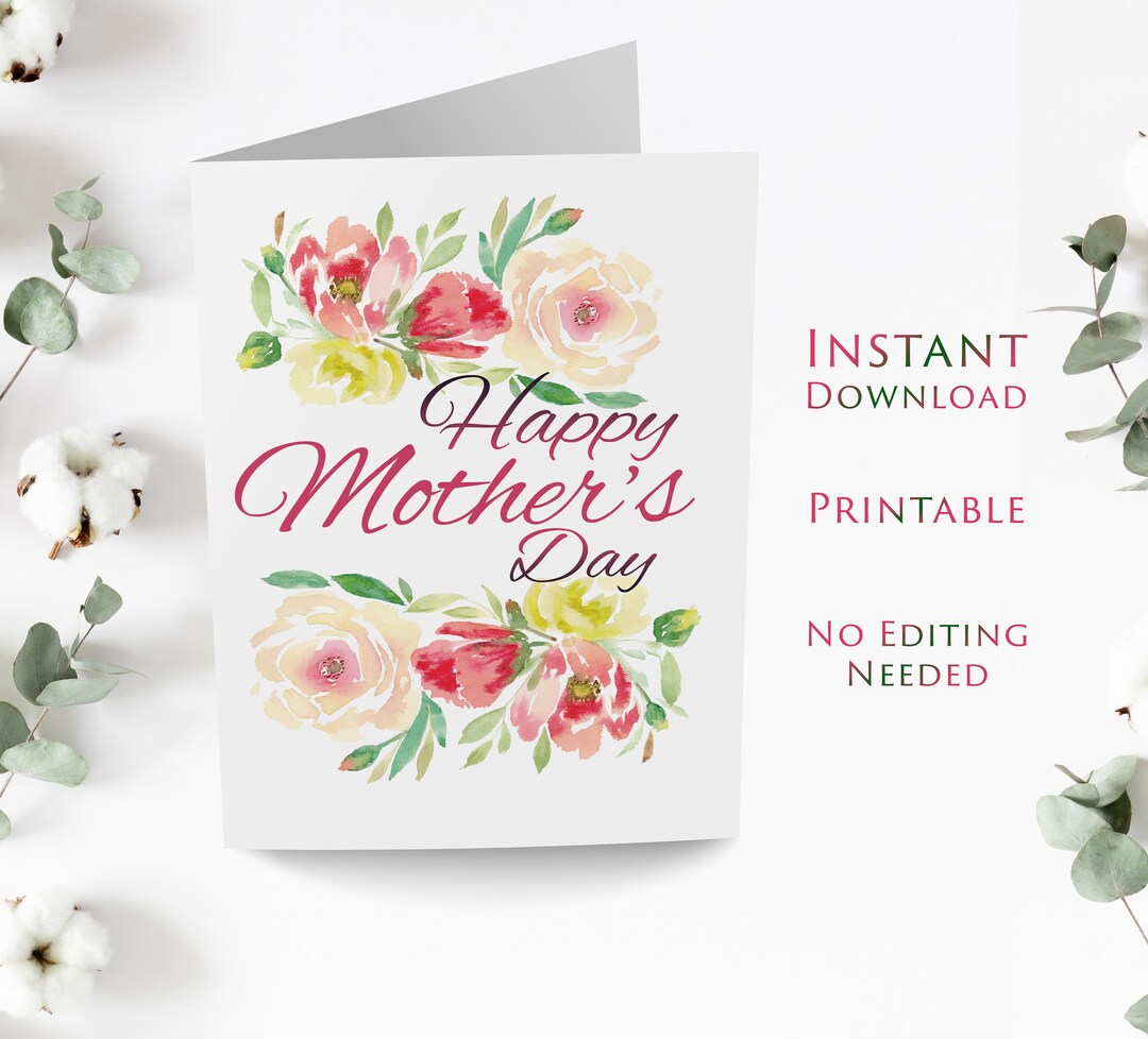 Printable Floral Mother's Day Card (digital Download) - Etsy