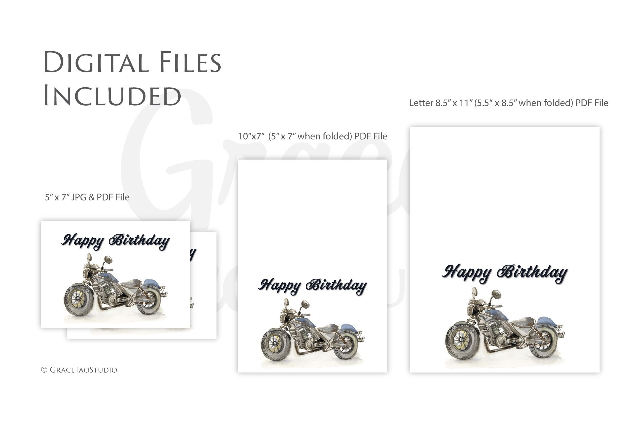 Printable Motorcycle Happy Birthday Card (digital Download) - Etsy