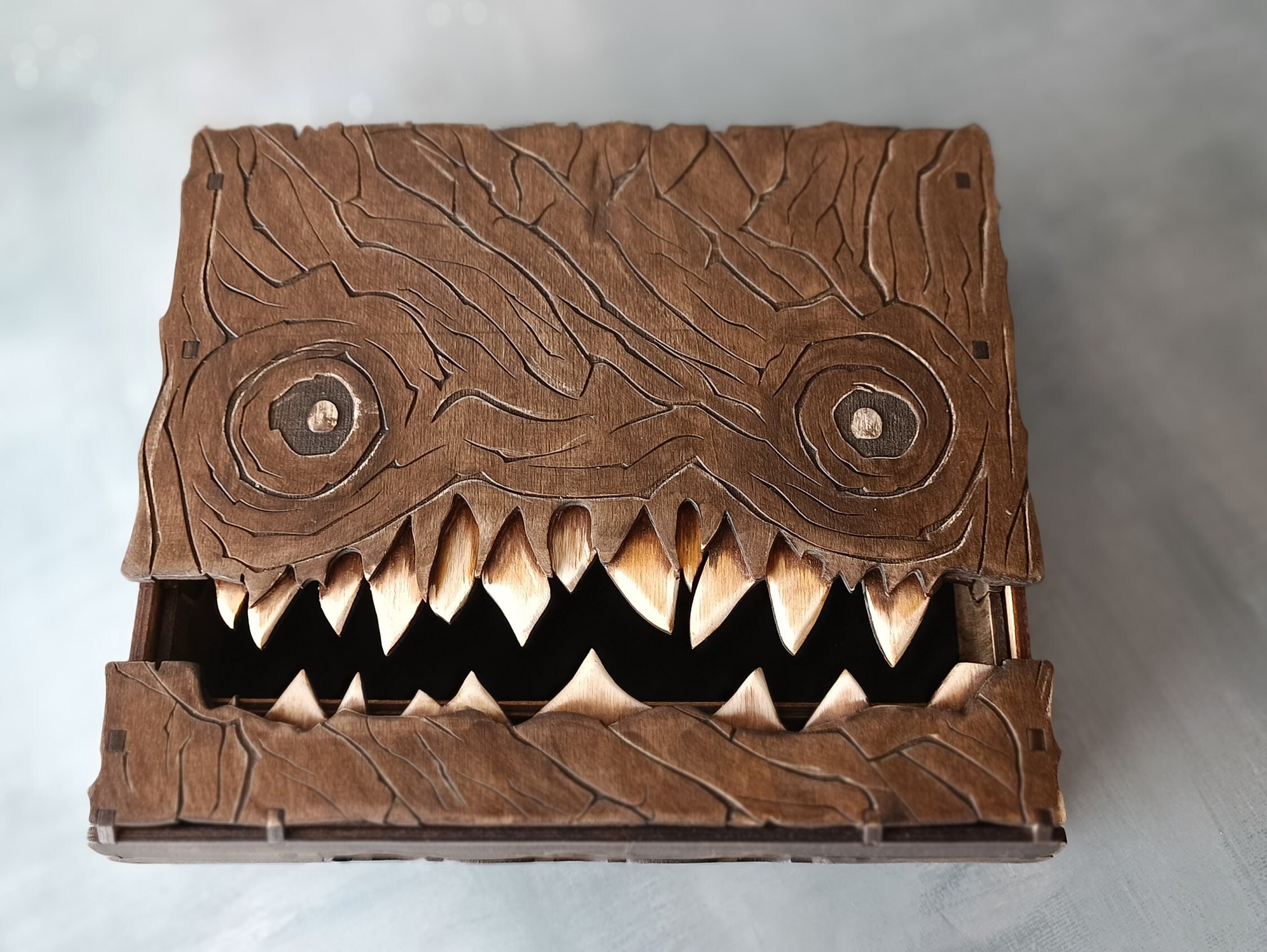 Large Monster Mimic Book Box With Notepad Pocket, Secure Lock Mechanism ...