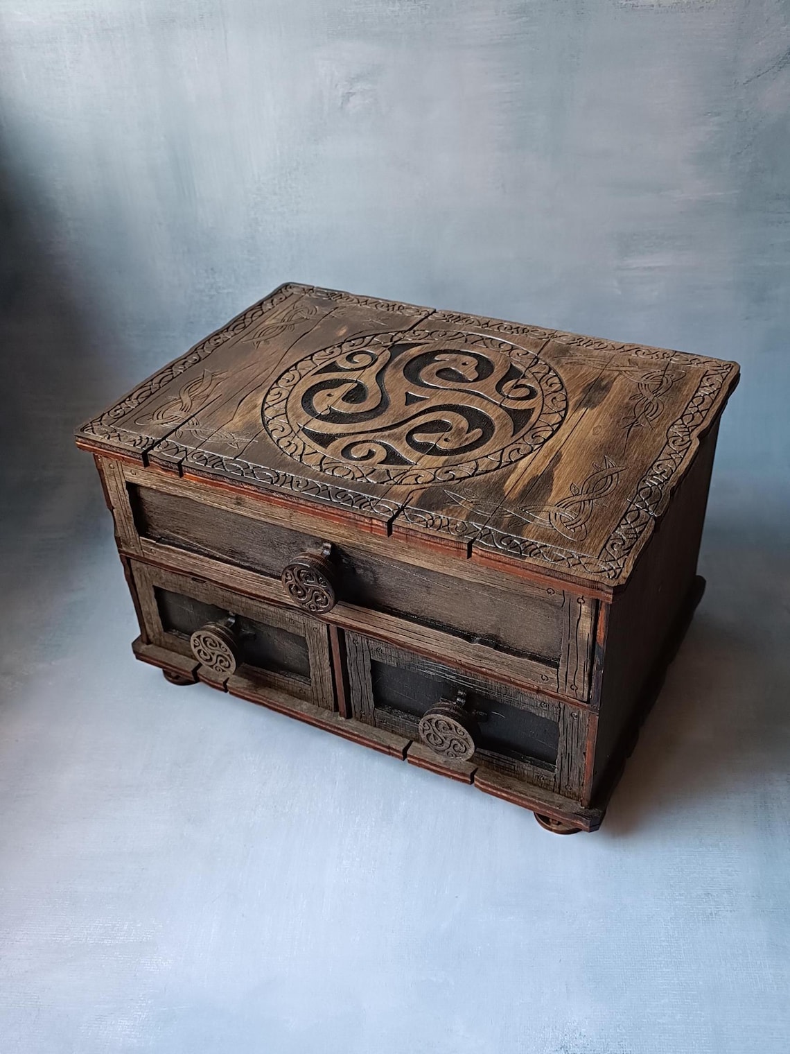 Handmade Engraved Hecate Altar Chest: Wooden Tarot & Crystal Storage - Etsy