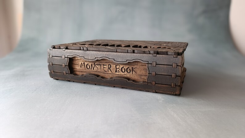 Large Monster Mimic Book Box With Notepad Pocket, Secure Lock Mechanism ...