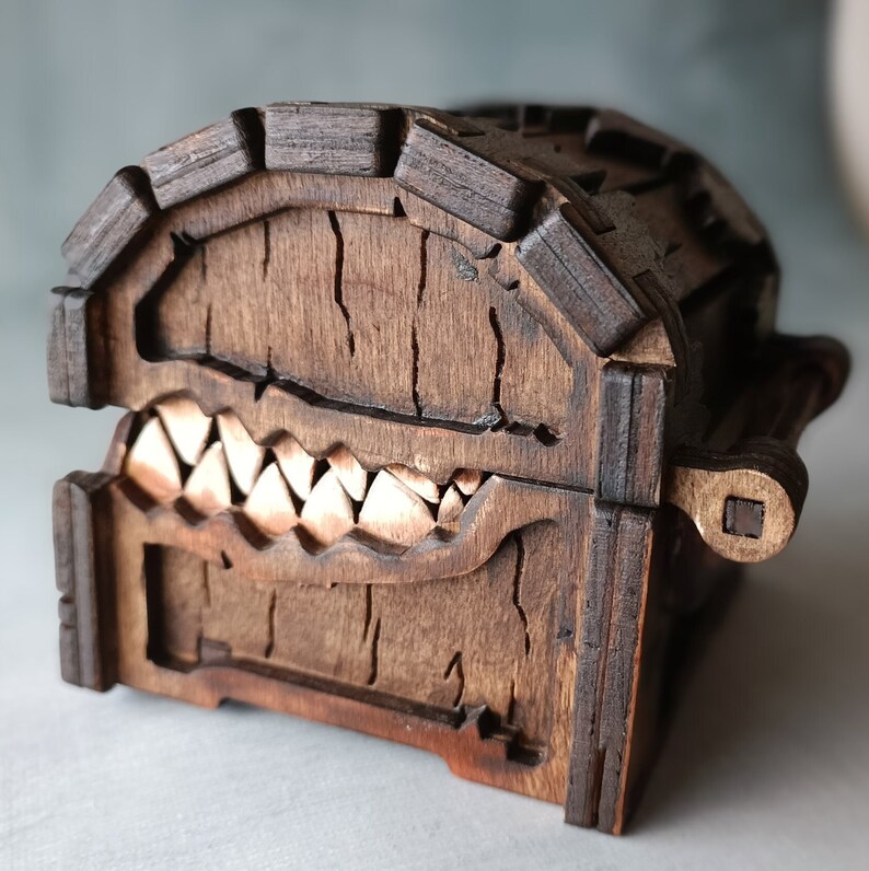 Handmade Wooden Mimic Dice Box: Gothic Fantasy RPG Decor - Etsy UK