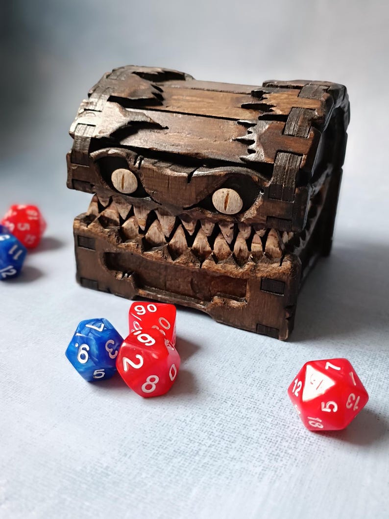 Handmade Wooden Mimic Dice Box: Gothic Fantasy RPG Decor - Etsy UK