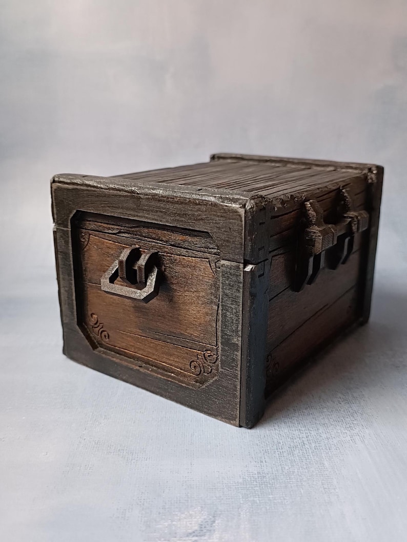 Handmade Wooden Fantasy Chest, RPG Dice Storage Box, Dnd Gaming ...