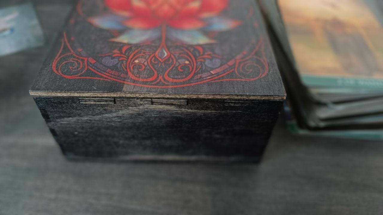 Wooden Tarot Lenormand Card Storage Box Lotus - Etsy