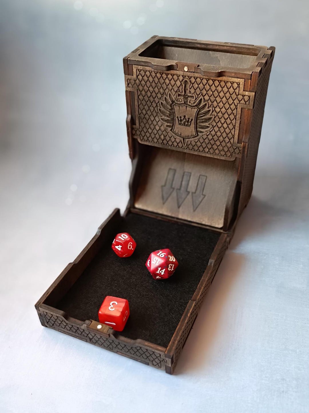 Handcrafted Wooden Dice Tower – Folding RPG Dice Roller, Portable ...