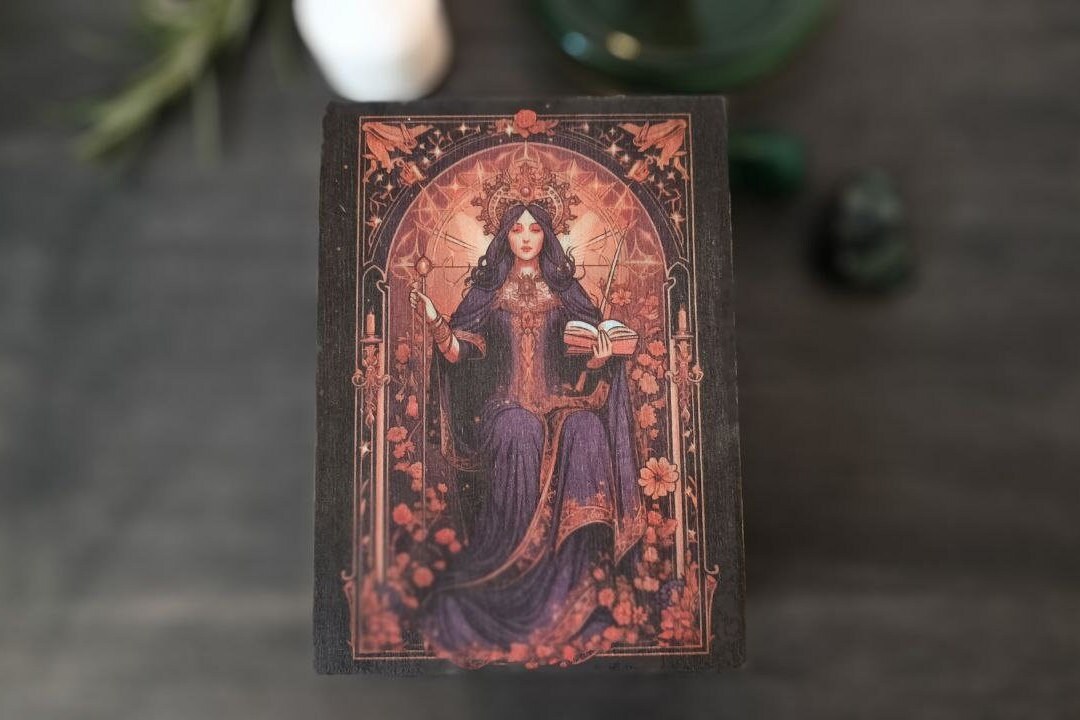 Wooden Tarot Lenormand Card Storage Box High Priestess Tarot Card - Etsy