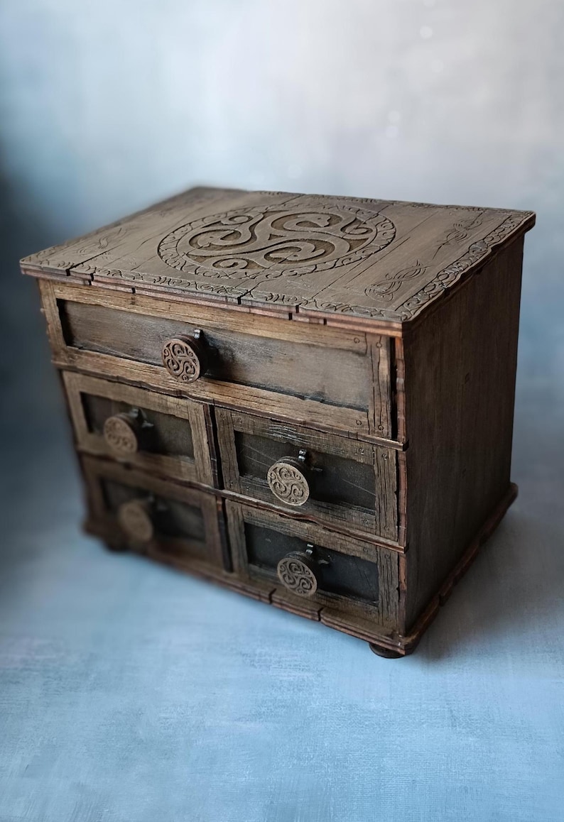 Handmade Wooden Hecate Altar Cabinet: Vintage Witchcraft Storage Chest ...