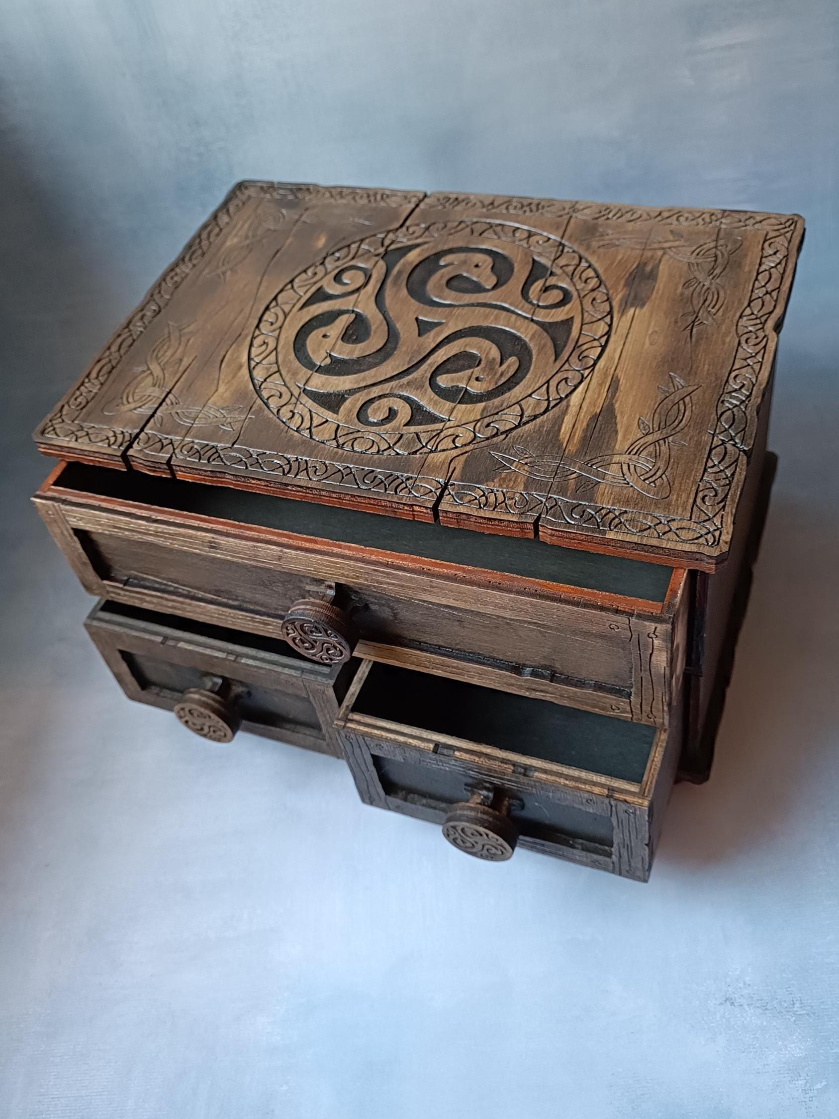 Handmade Engraved Hecate Altar Chest: Wooden Tarot & Crystal Storage - Etsy