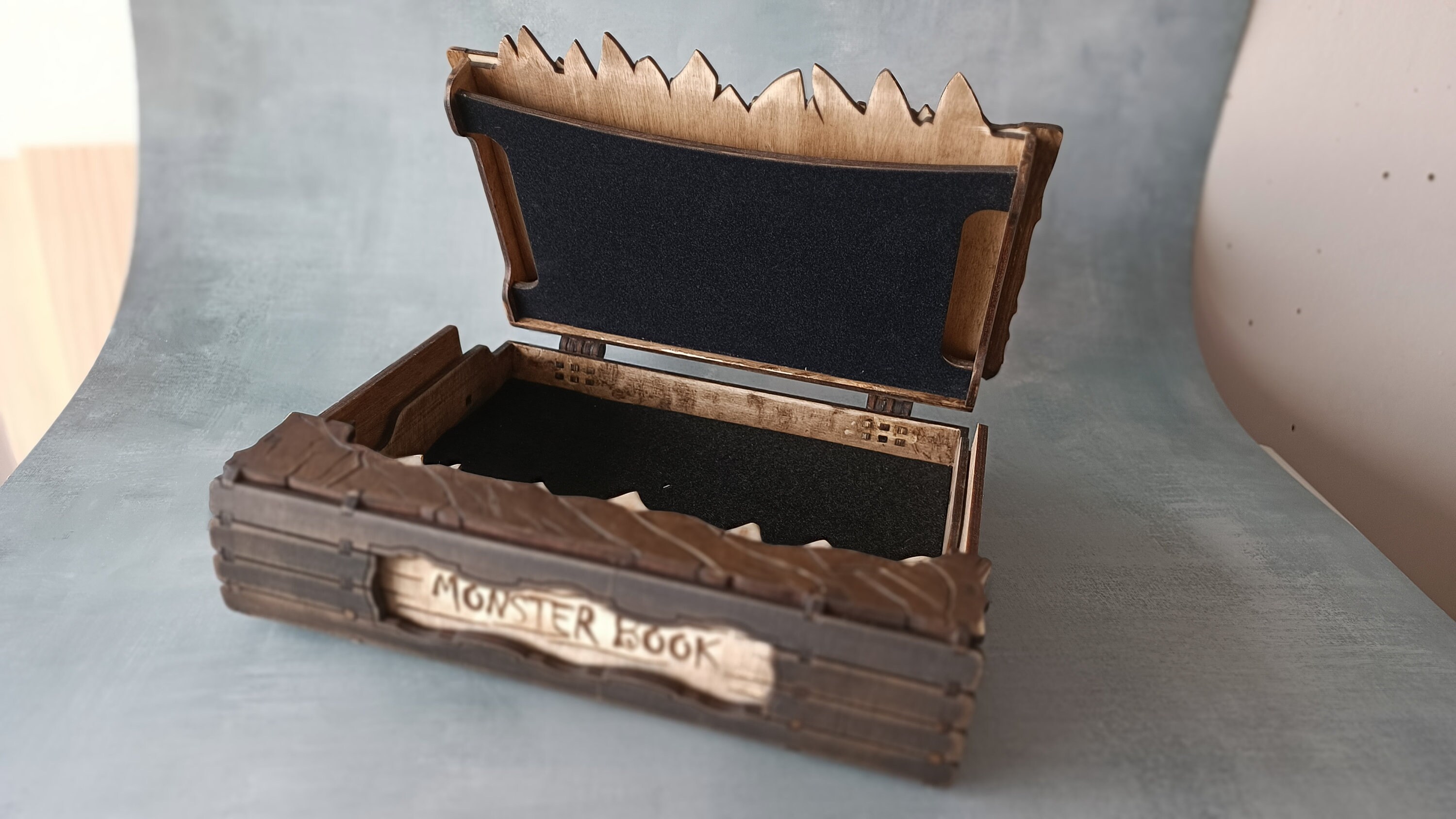 Large Monster Mimic Book Box With Notepad Pocket, Secure Lock Mechanism ...
