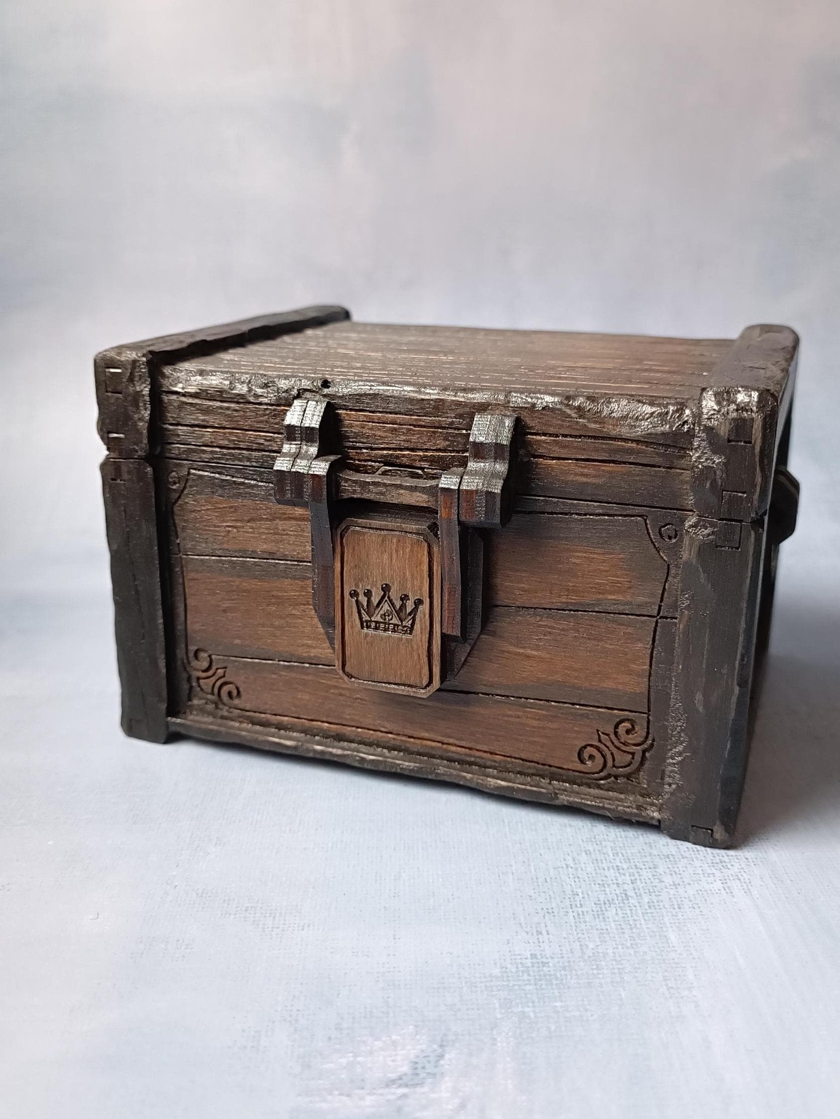Handmade Wooden Fantasy Chest: RPG Dice & Jewelry Box - Etsy