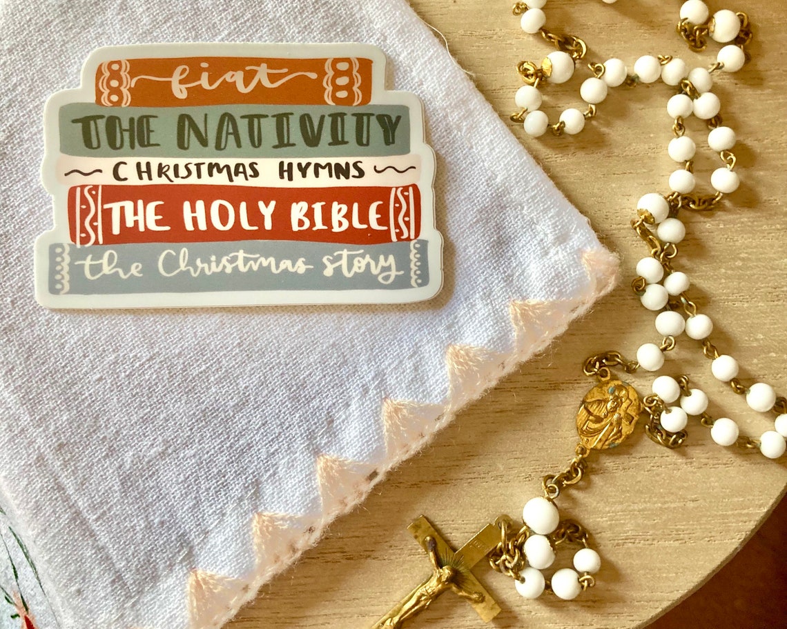 Stack of Books/christmas Sticker/catholic Sticker/christian Sticker ...