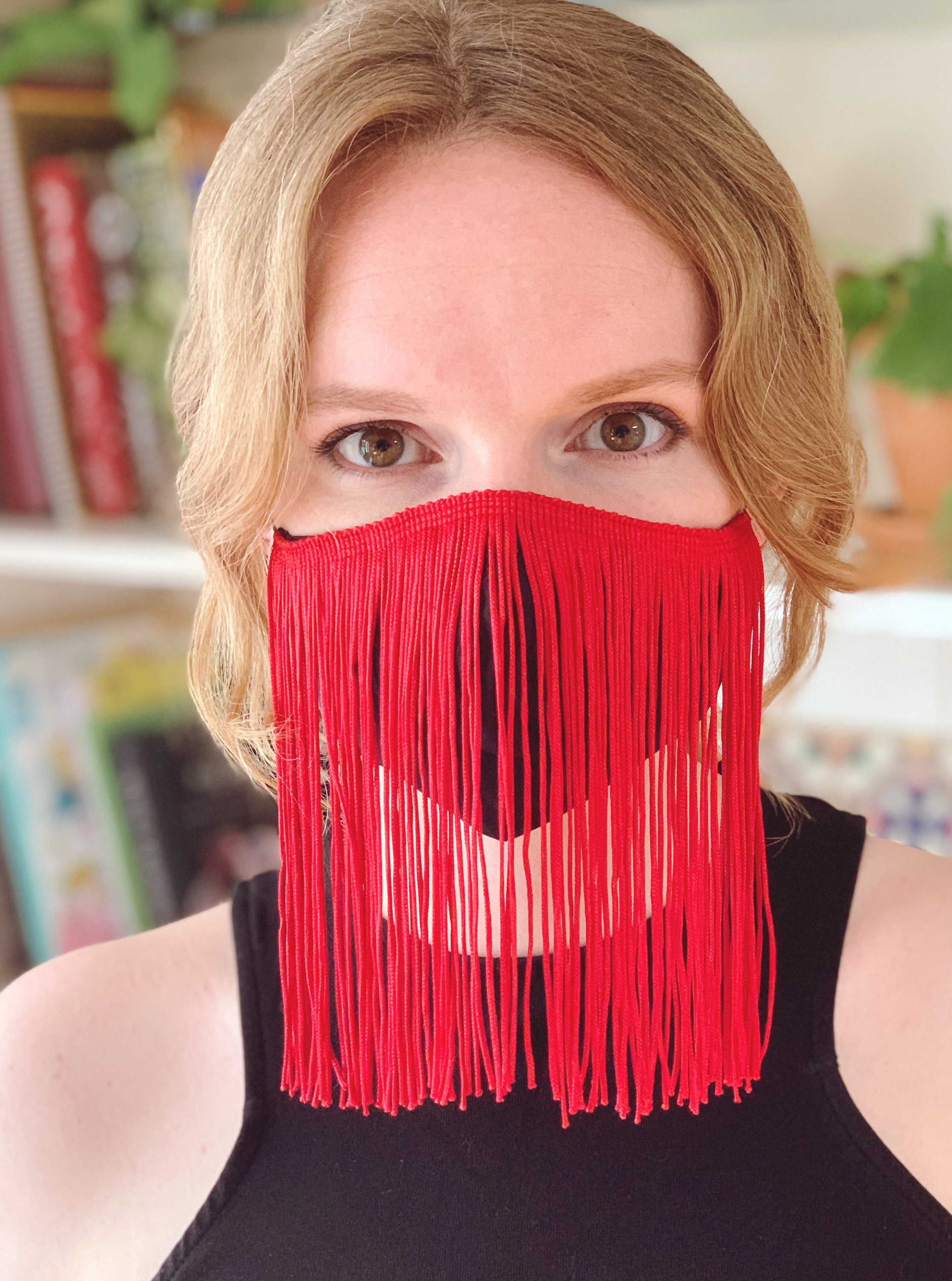 Handmade Red Fringe Tassel Face Mask With Flexible Nose Bridge | Etsy