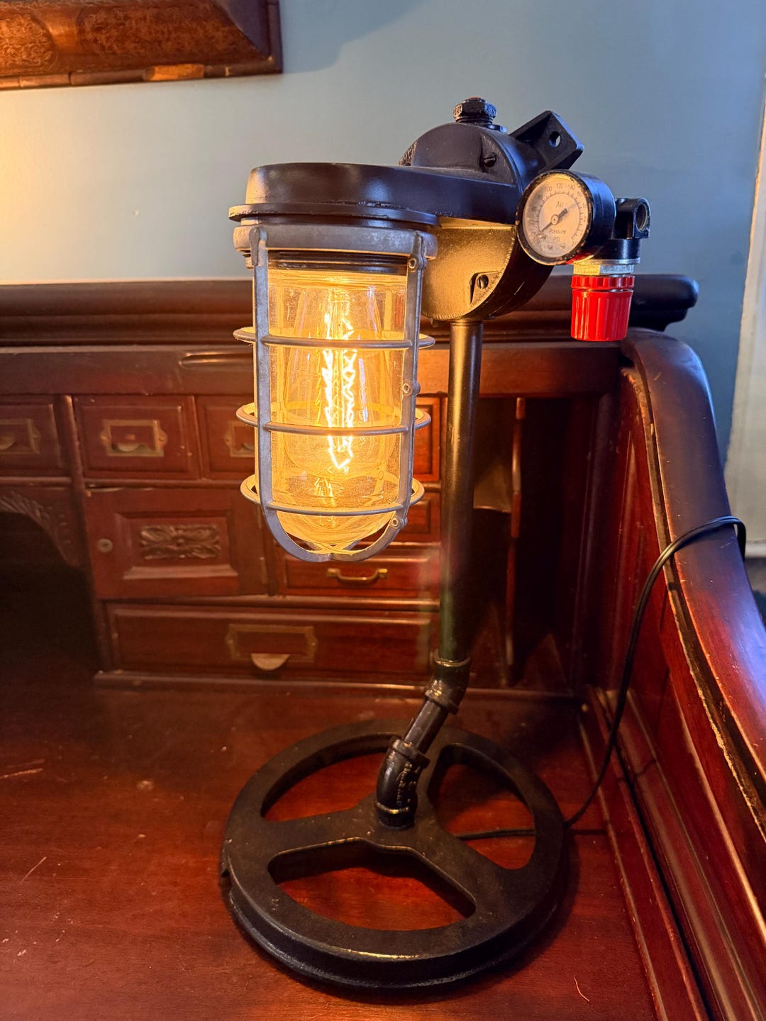 The Gauge – Steampunk Industrial Desk Lamp | Edison Bulb Pipe Lamp ...