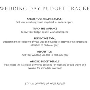 Wedding Day Budget Tracker - Etsy