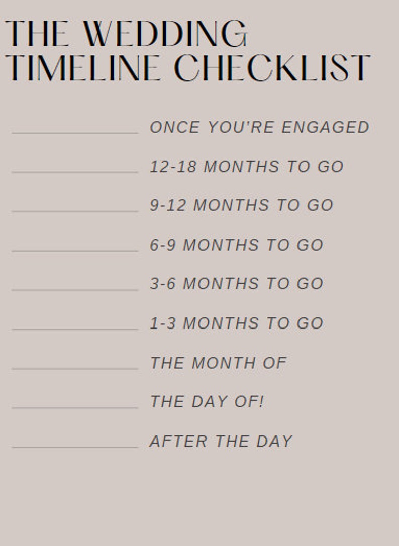 Wedding Planning Checklist Timeline - Etsy