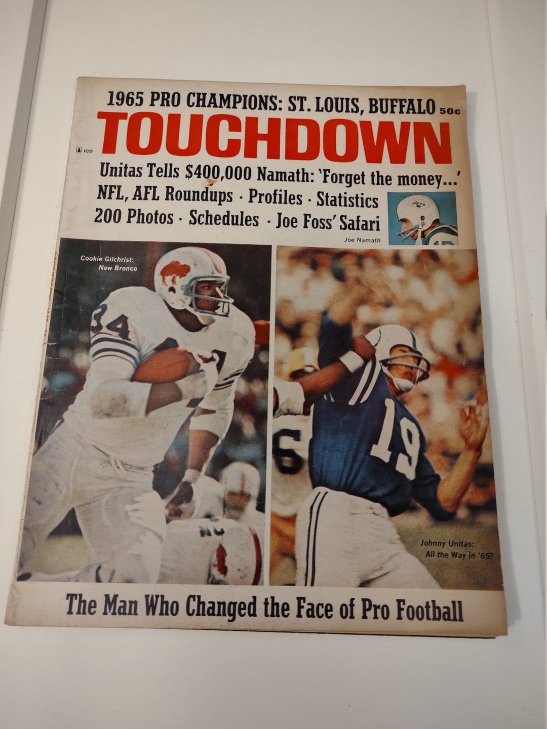 Touchdown Magazine 1965 on the Front Cover Are Joe Namath, Cookie ...
