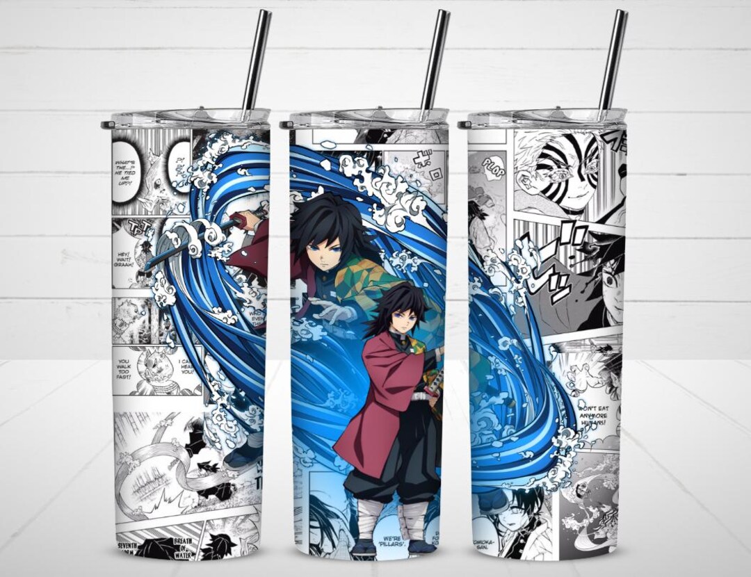 Demon Slayer Hashira Giyu Tomioka 20oz Stainless Steel Insulated Skinny ...