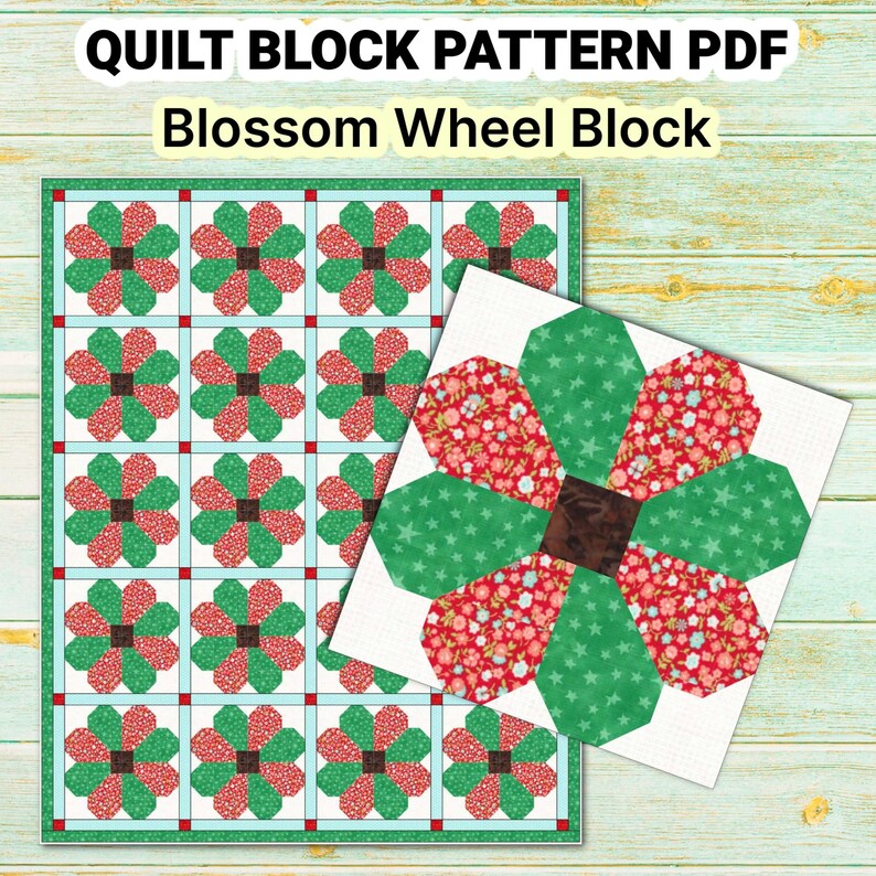 Quilt Pattern PDF for a Blossom Wheel Quilt Block | Modern Patchwork ...
