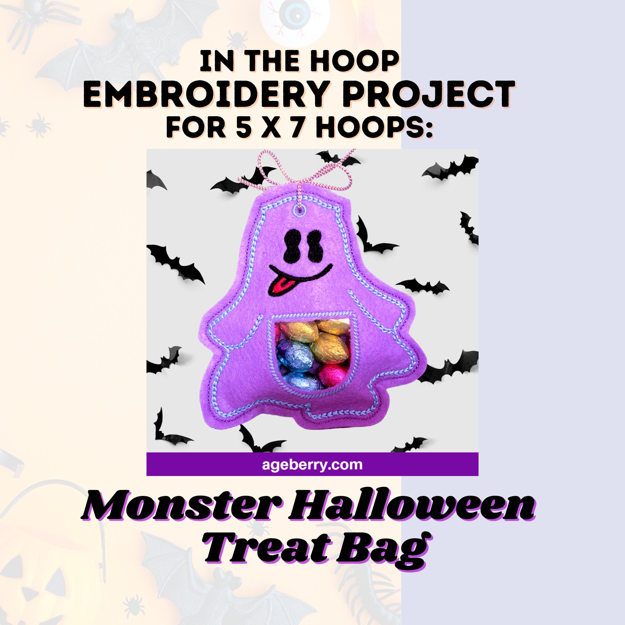 In the Hoop Embroidery Project for 5 X 7 Hoops: Monster Halloween Treat ...