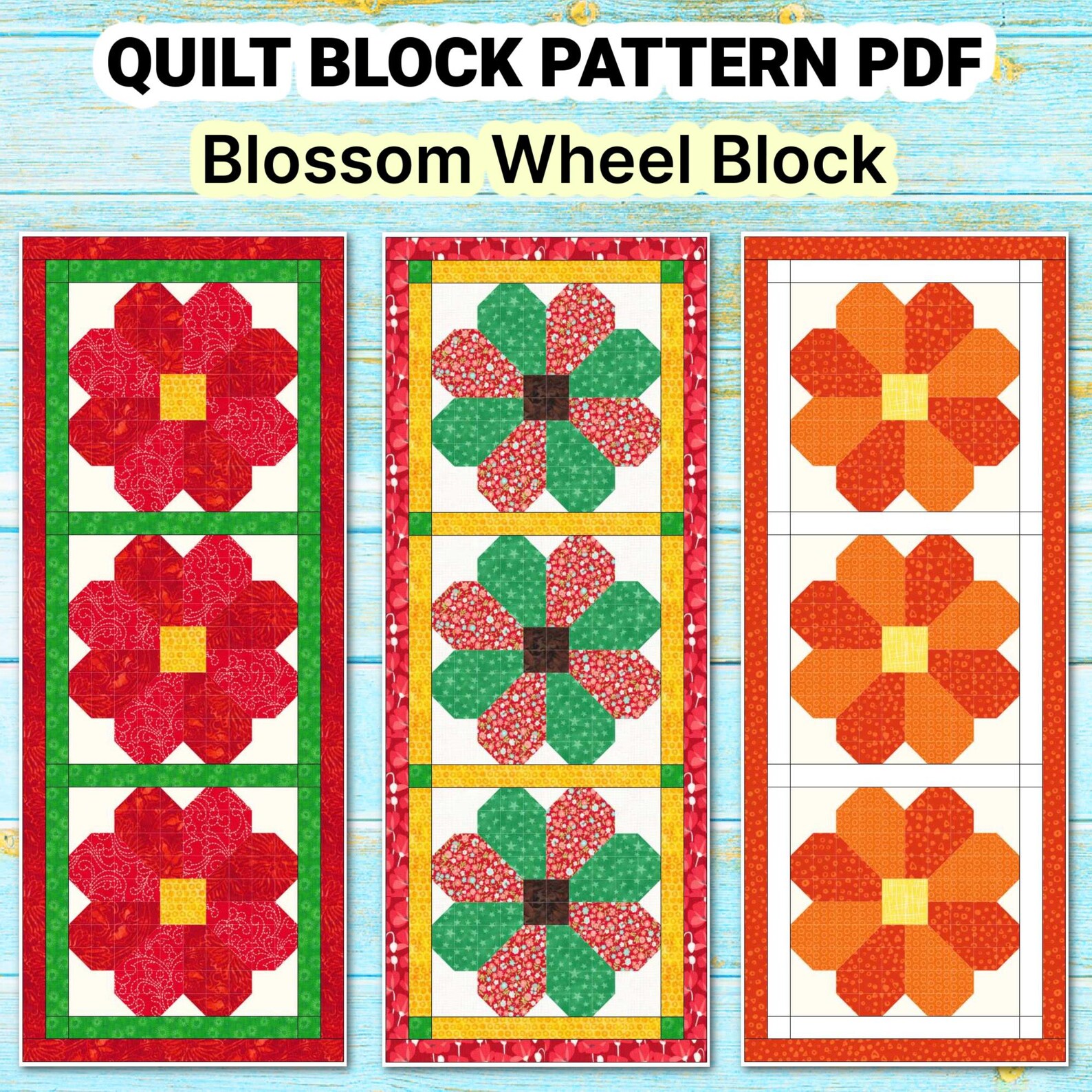 Quilt Pattern PDF for a Blossom Wheel Quilt Block | Modern Patchwork ...