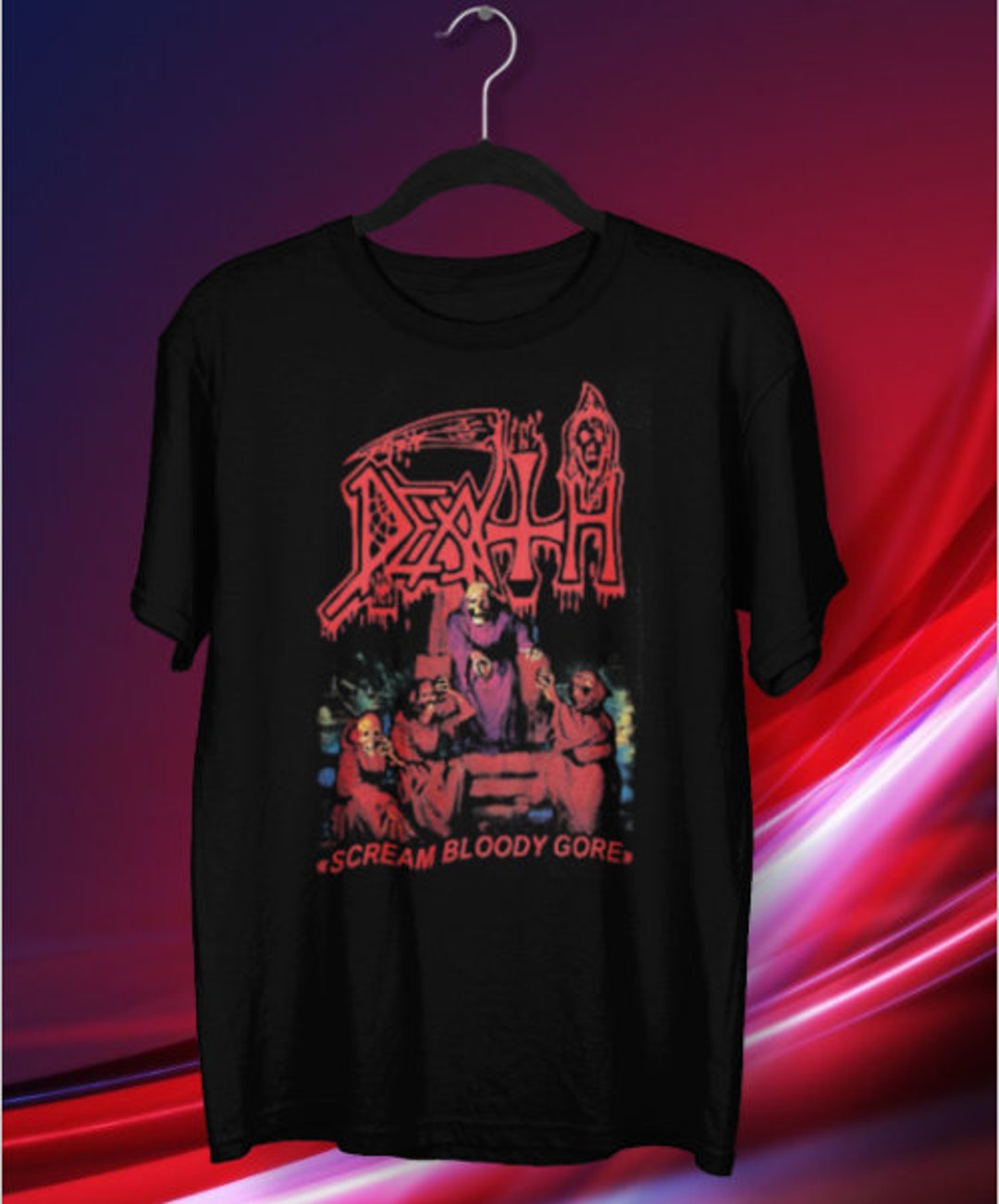 Death Vintage T Shirt Scream Bloody Gore Metal Music Shirt Aesthetic ...