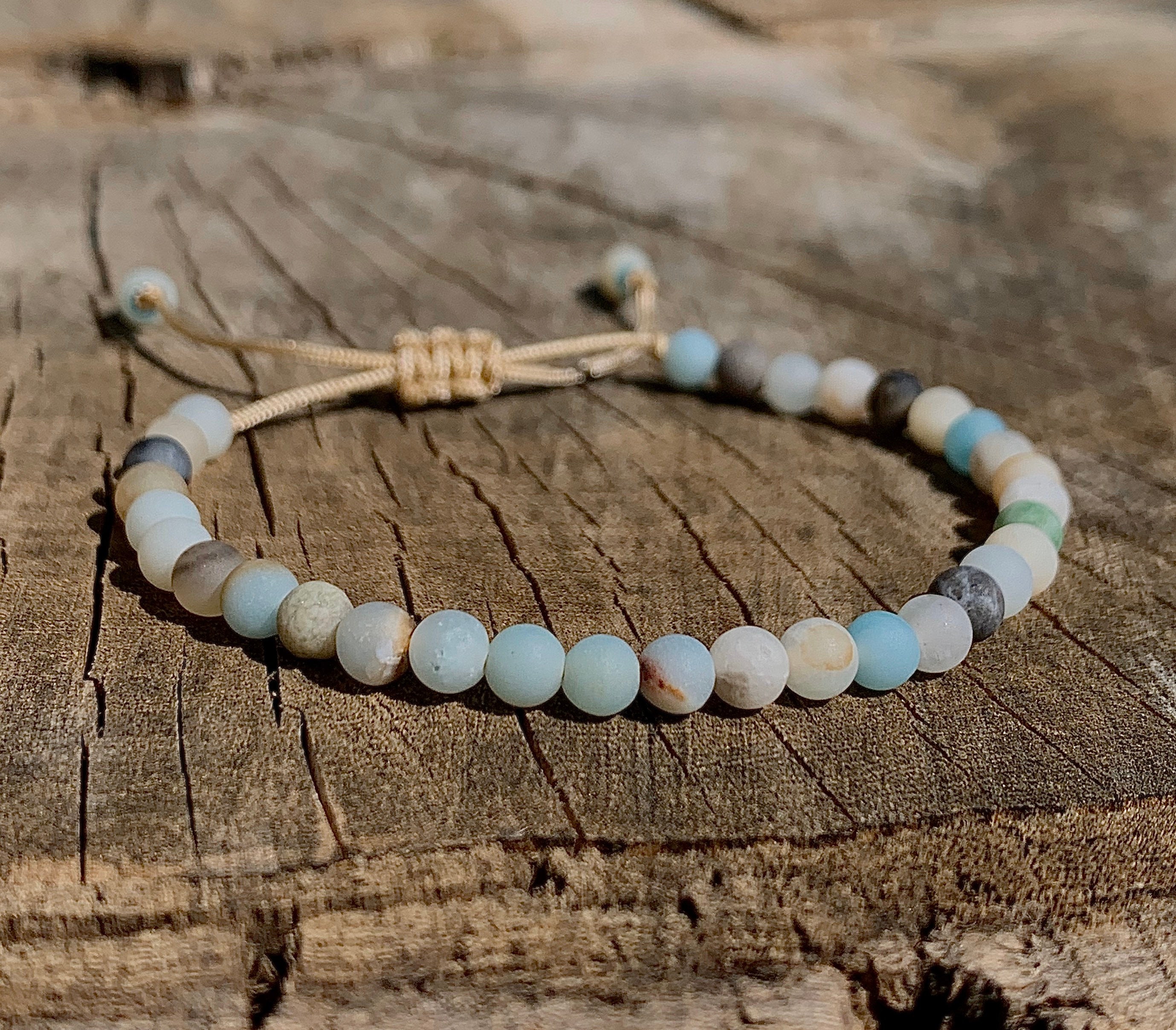 Handmade 4mm Blue Frosted Amazonite Macrame Stacking Spiritual | Etsy