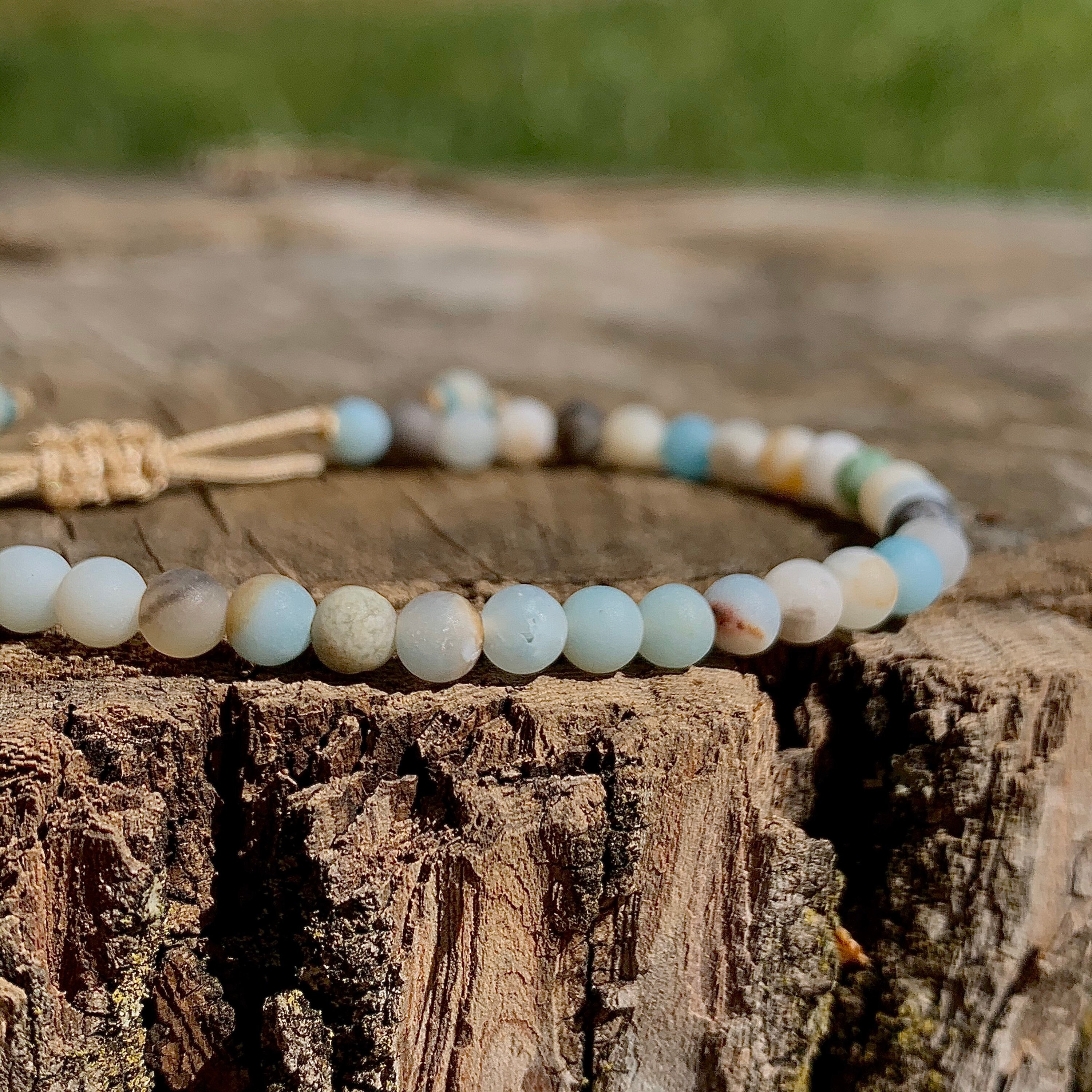 Handmade 4mm Blue Frosted Amazonite Macrame Stacking Spiritual | Etsy