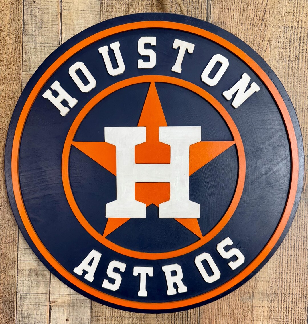 Houston Astros Wooden Door Hanger, 16” Round Baseball Sign, Painted ...