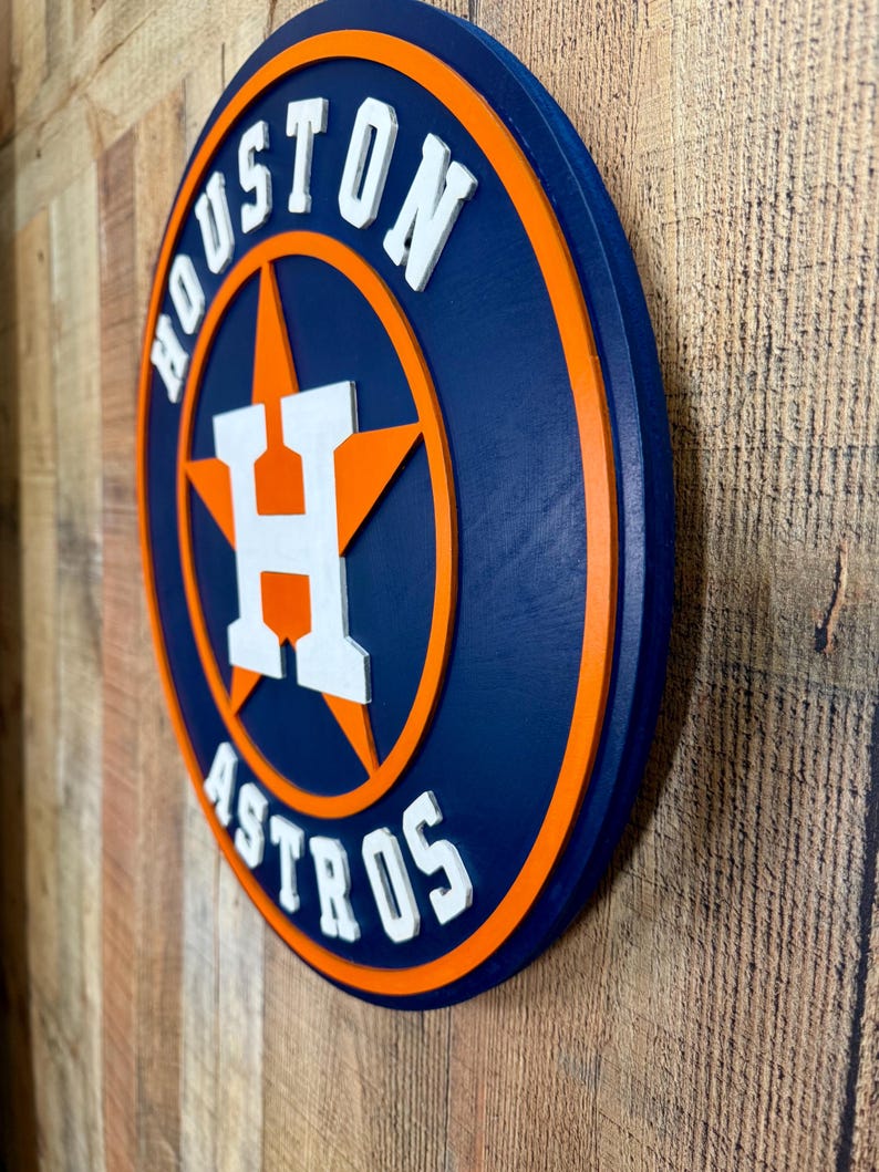 Houston Astros Wooden Door Hanger, 16” Round Baseball Sign, Painted ...