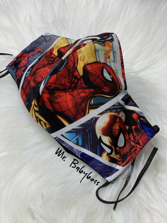 Spider-Man comic shards kids face mask two layer cloth | Etsy