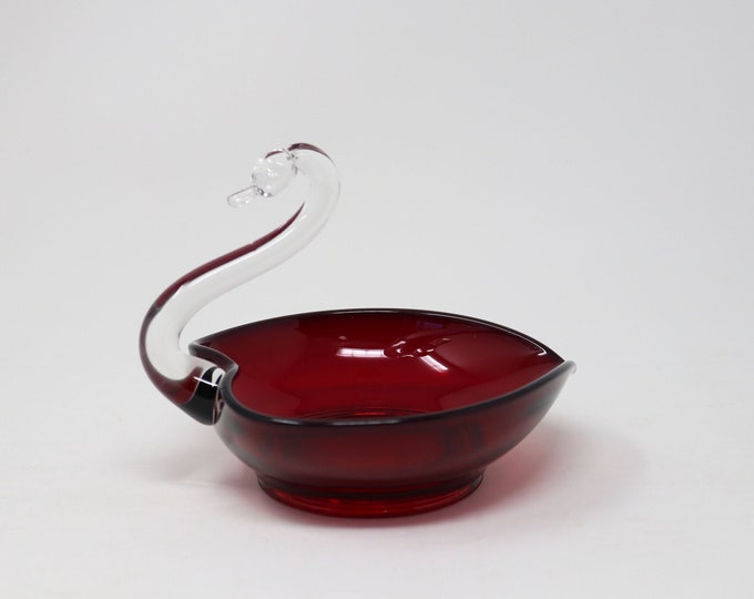 Vintage Duncan and Miller Ruby Red Pall Mall Swan W/ Heart Base - Etsy