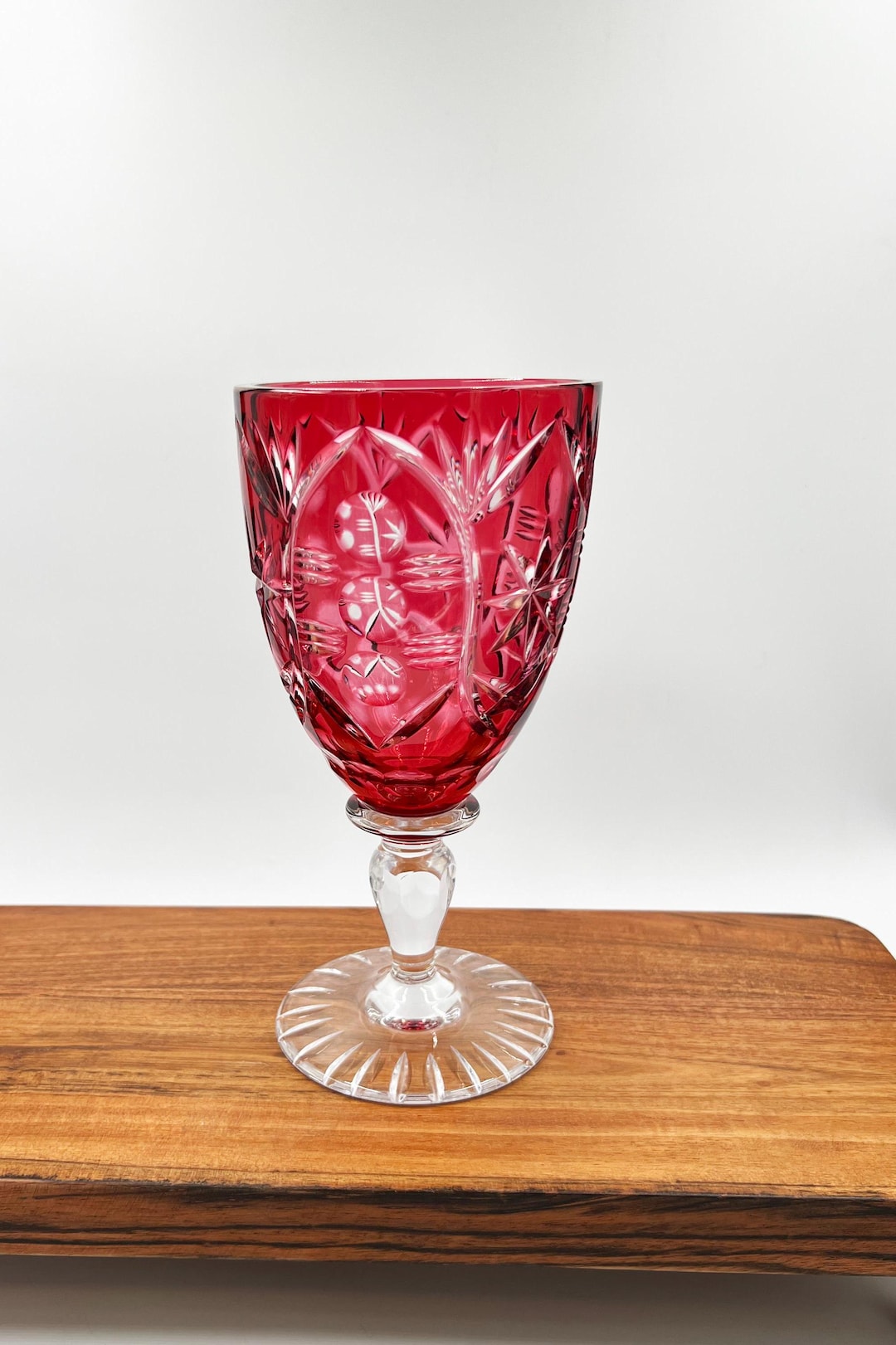Ruby Red Crystal Wine Glass 8.75 Tall - Etsy